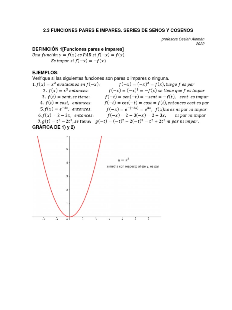 2.3 Funciones Pares e Impares. Series de Senos y Cosenos | PDF ... 2.3 Funciones Pares e Impares. Series de Senos y Cosenos | PDF ...