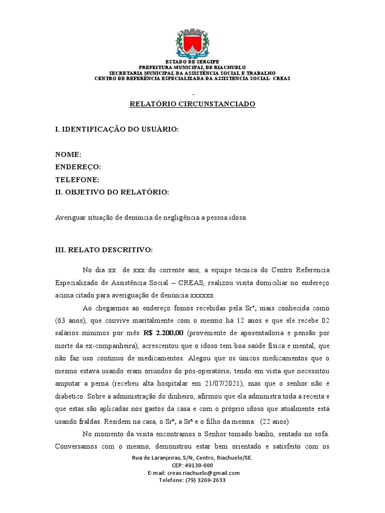RELATÓRIO CIRCUNSTANCIADO-modelo | PDF