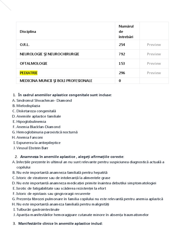 Examen Pediatrie | PDF