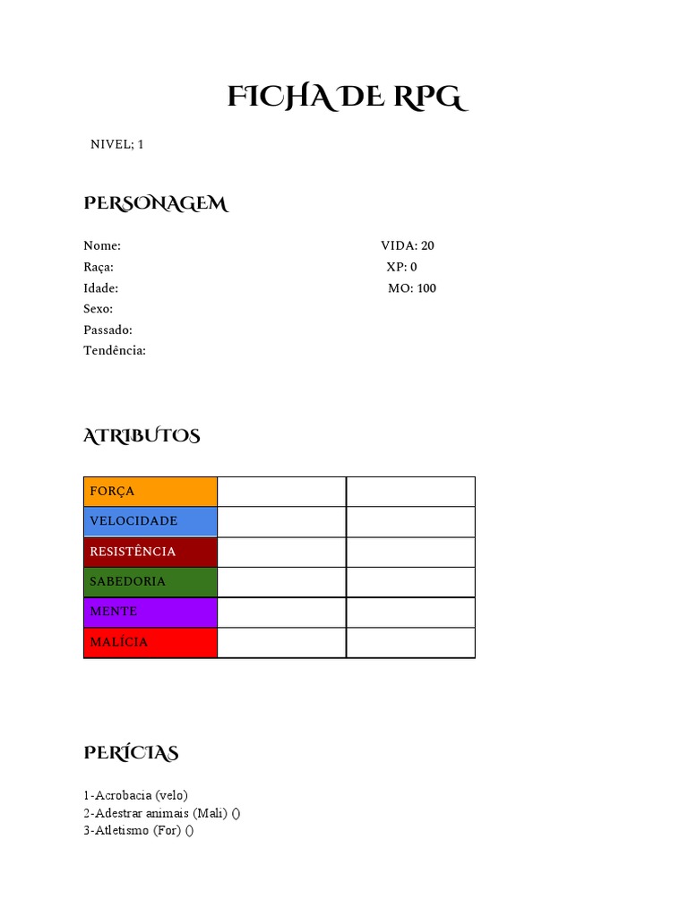 Ficha de RPG 1 | PDF