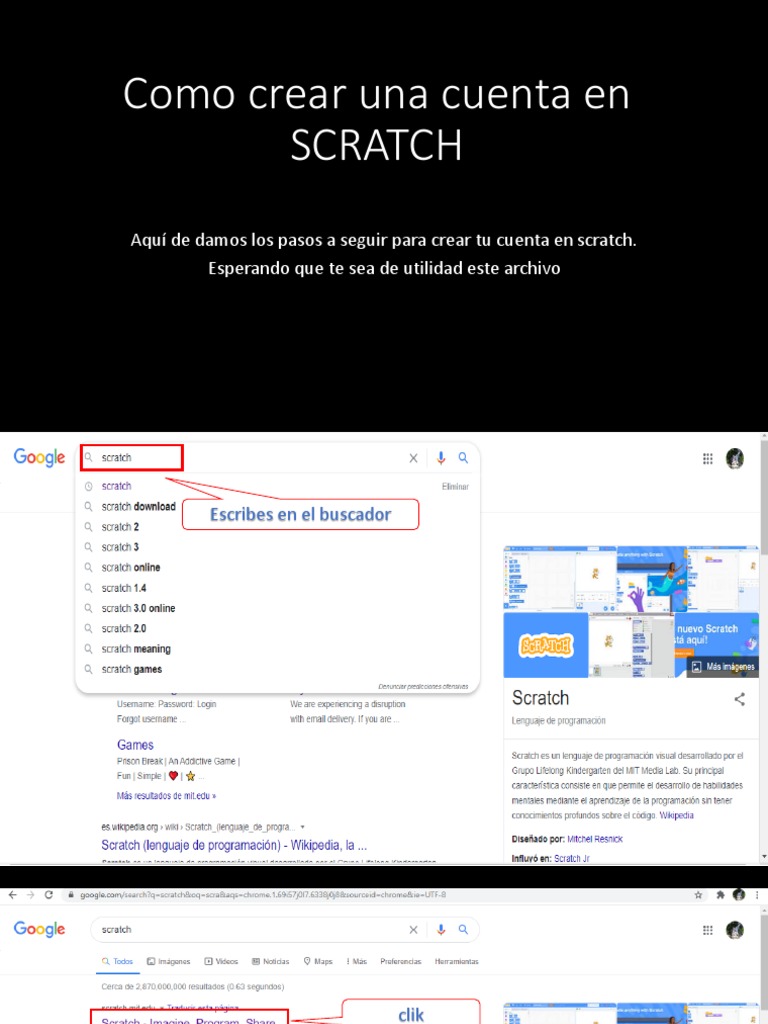 Crear cuenta en Scratch: Guía paso a paso | PDF