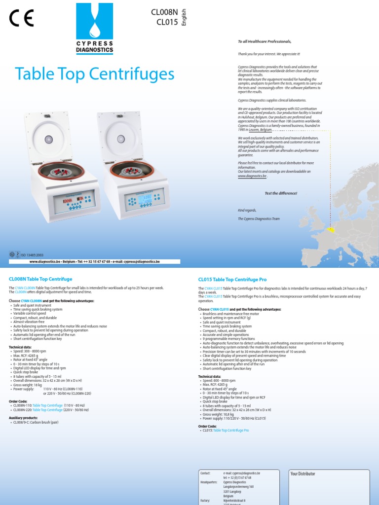 Centrifuge Brochure PDF | PDF | Medical Laboratory | Electric Motor