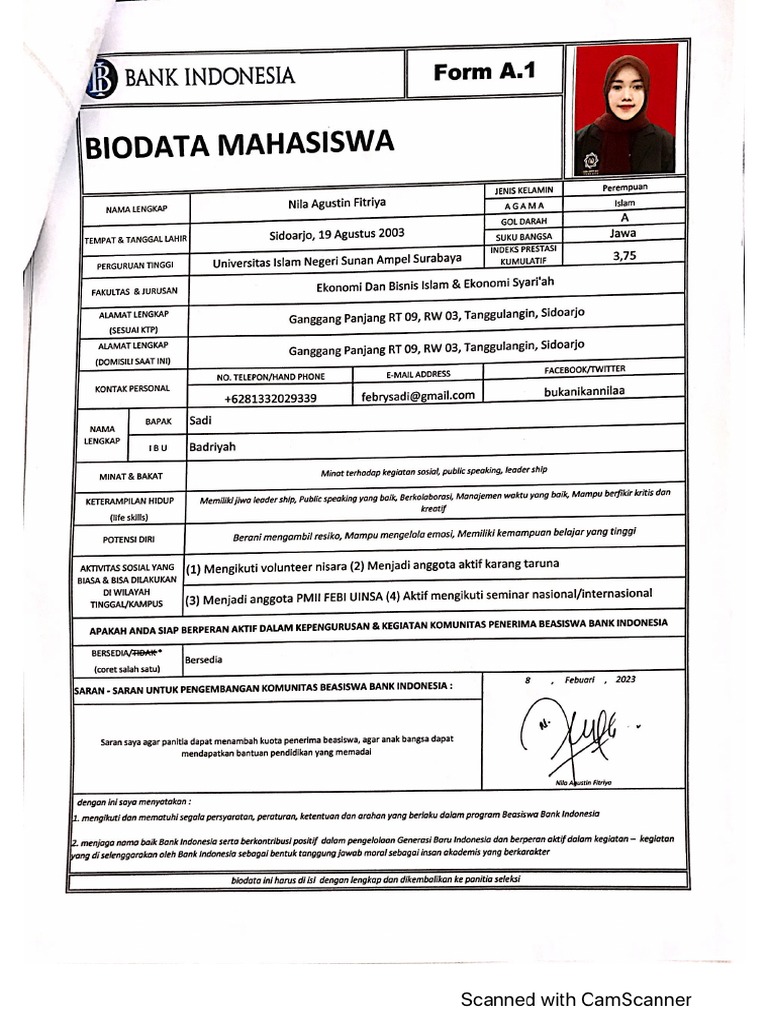 Berkas Beasiswa BI | PDF