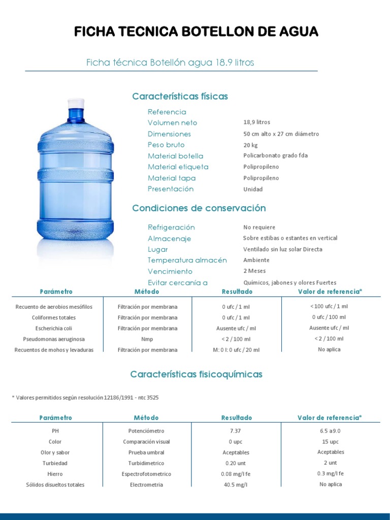 Ficha Tecnica Botellon | PDF | Química