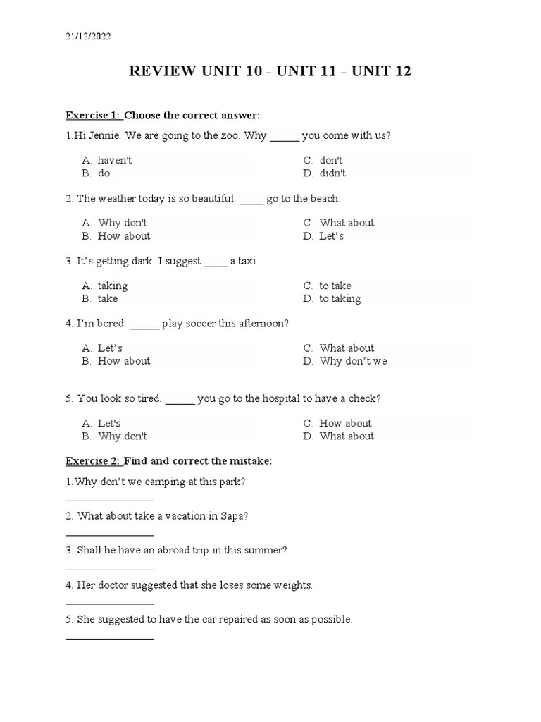 1review U10+11+12 | PDF | Waiting Staff | Food And Drink