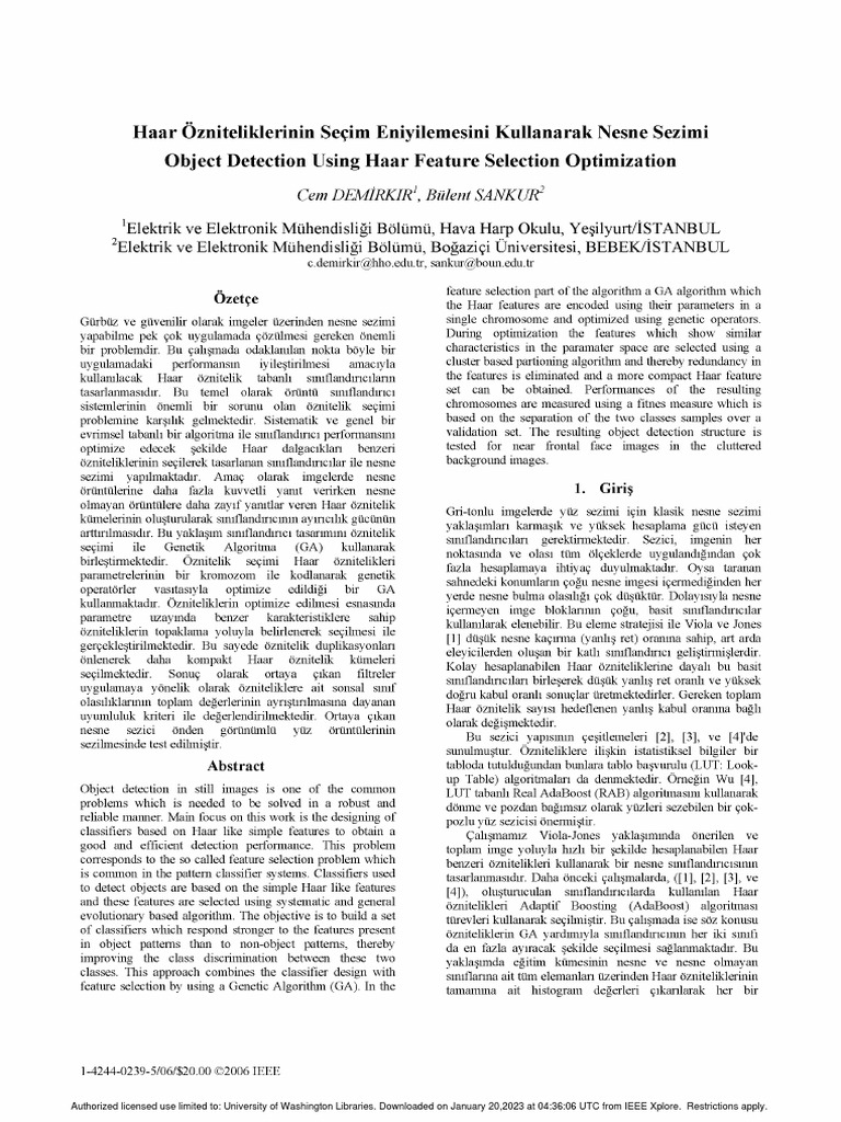 Object Detection Using Haar Feature Selection Optimization | PDF Object Detection Using Haar Feature Selection Optimization | PDF