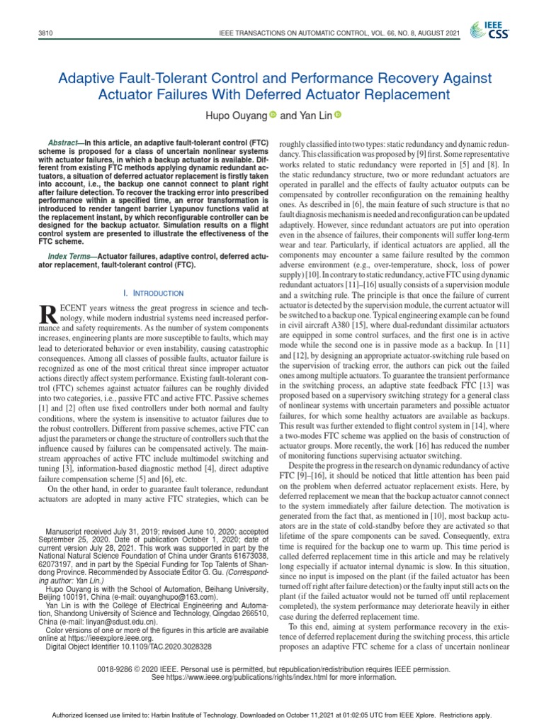 Adaptive Fault-Tolerant Control and Performance Recovery Against ...
