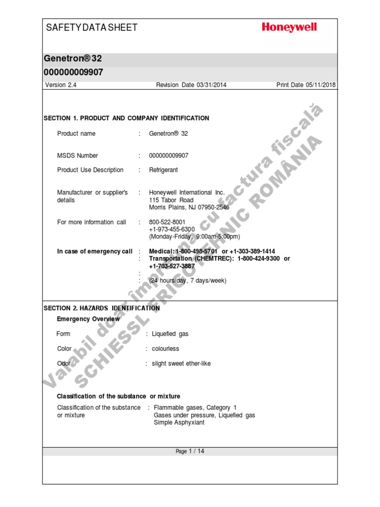 R32-Fisa Cu Date de Securitate | PDF | Aluminium | Firefighting