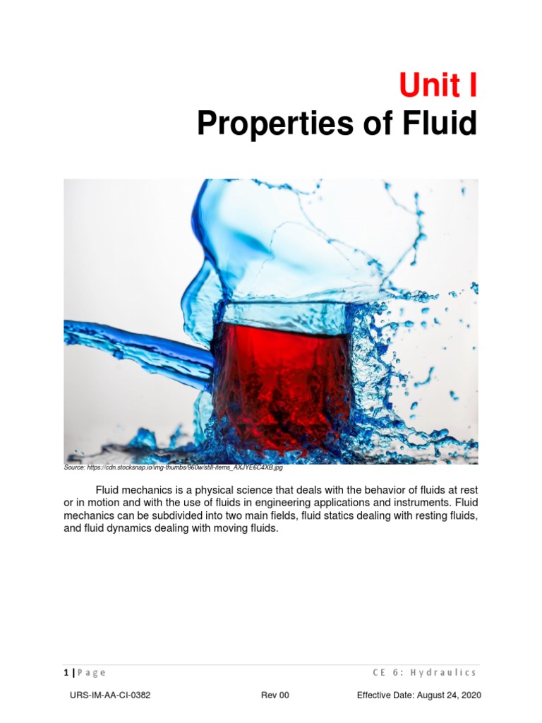 Module 1 Types of Fluid and Its Properties | PDF | Fluid Mechanics ...
