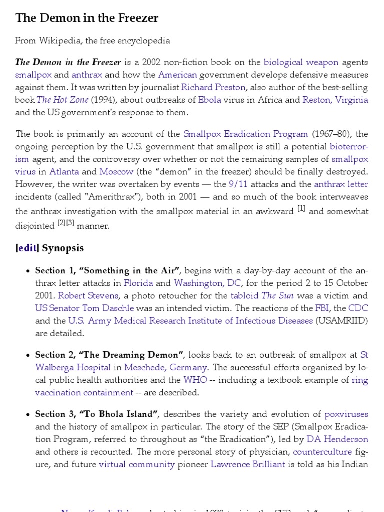 The Demon in The Freezer - Wikipedia, The Free Encyclopedia | PDF ...