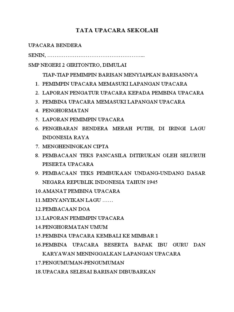 Tata Upacara Sekolah | PDF