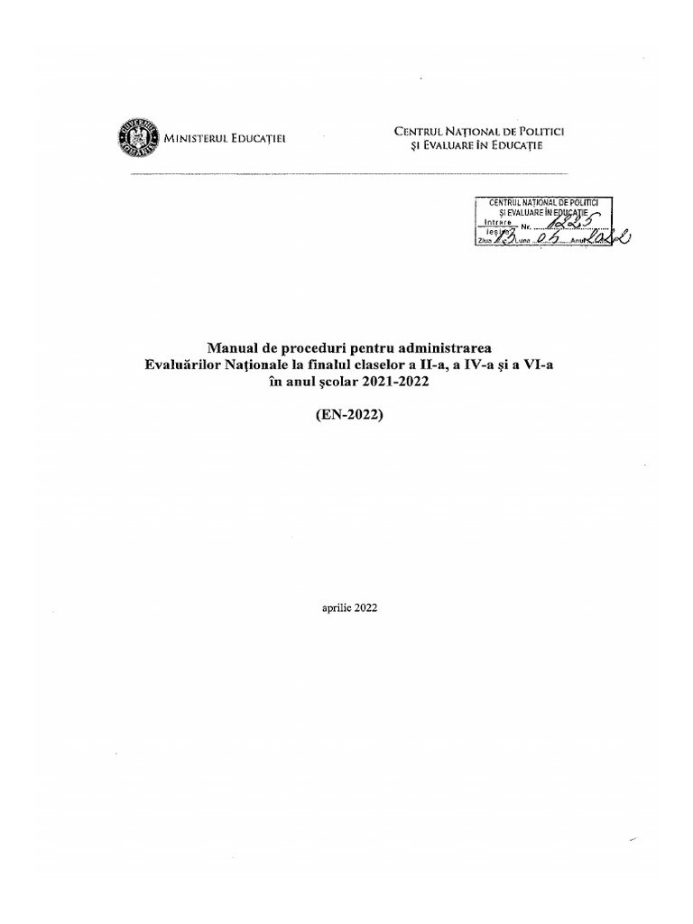 Manual Proceduri EN II IV VI 2022-1 | PDF
