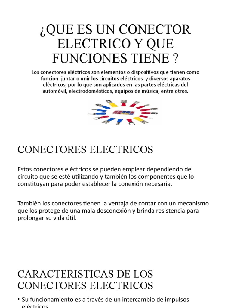Qué es un conector eléctrico y sus funciones | PDF