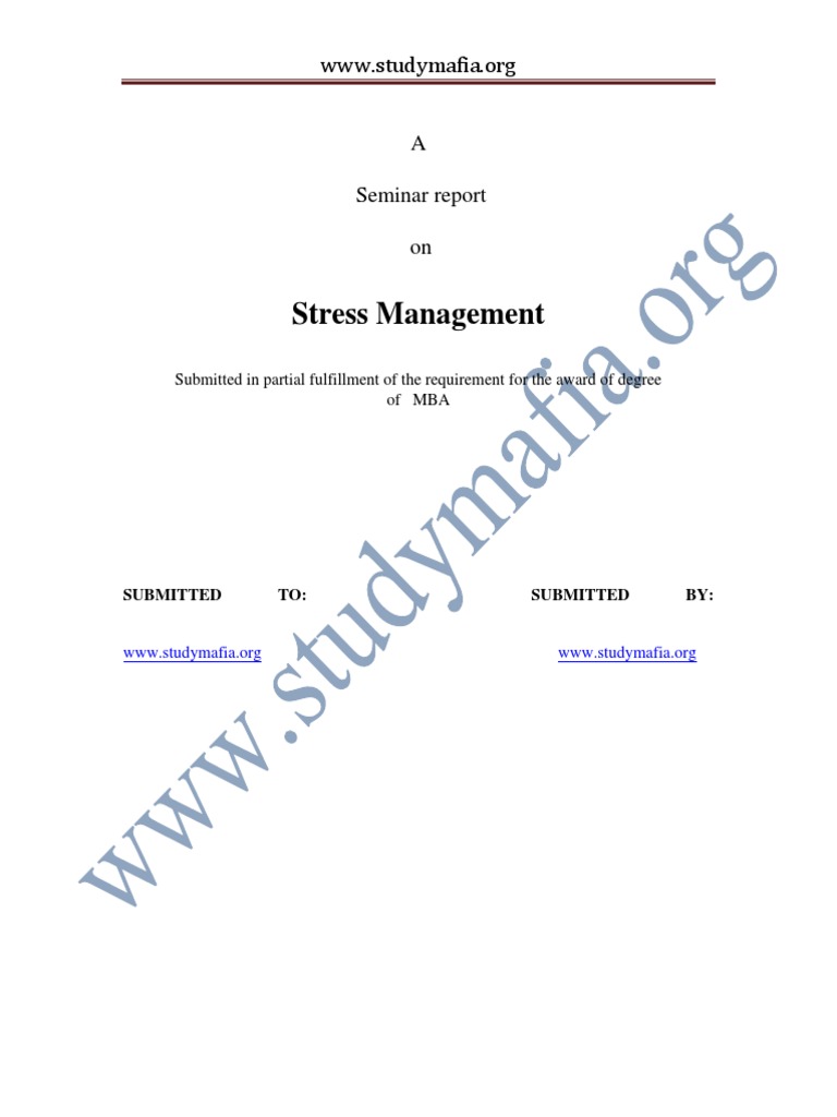 MBA Stress Management Guide | PDF | Stress Management | Stress (Biology)