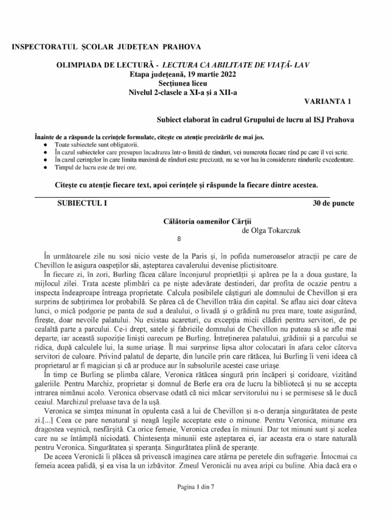 OLAV 2022-Subiect Judet - Nivelul 2 | PDF