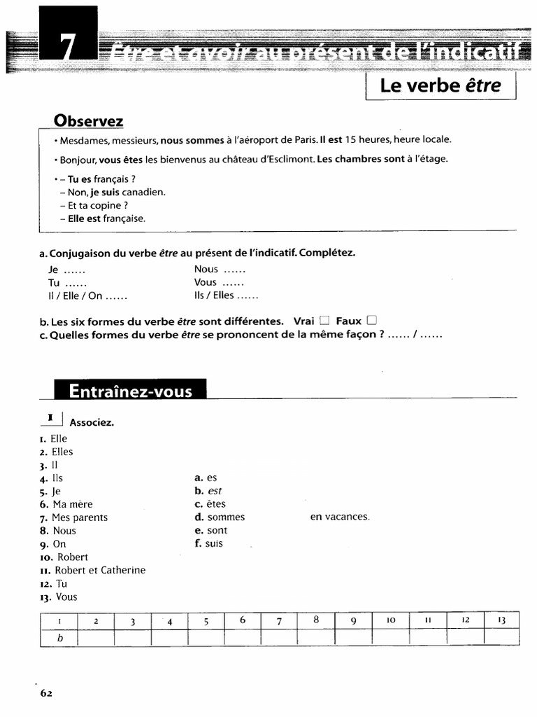 Activité, Les Verbes Être Et Avoir | PDF