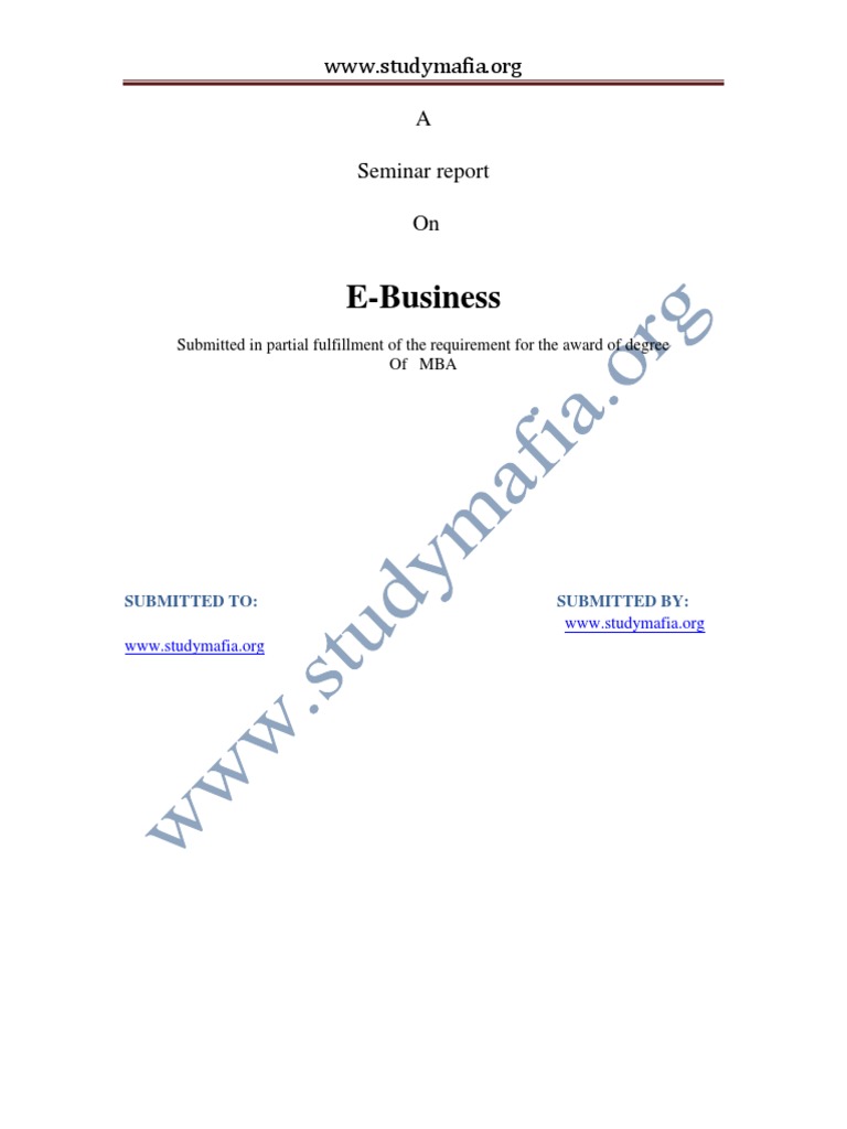Mba e Business Report | PDF | Electronic Business | E Commerce
