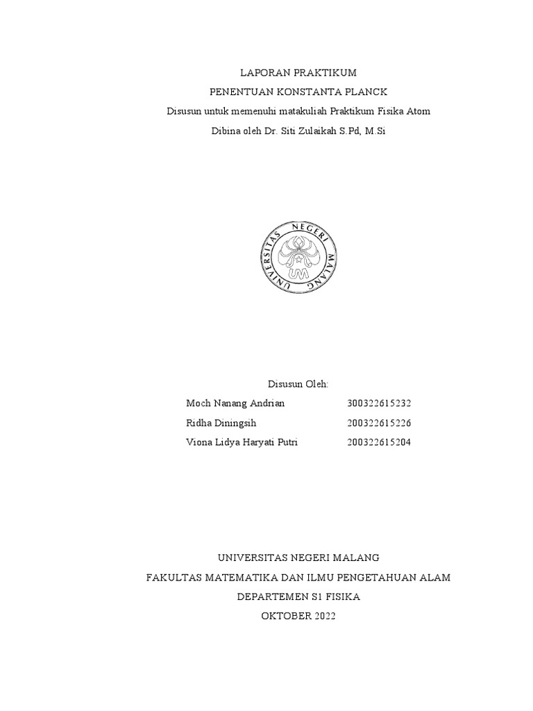 Laprak Penentuan Konstanta Planck - 1 | PDF