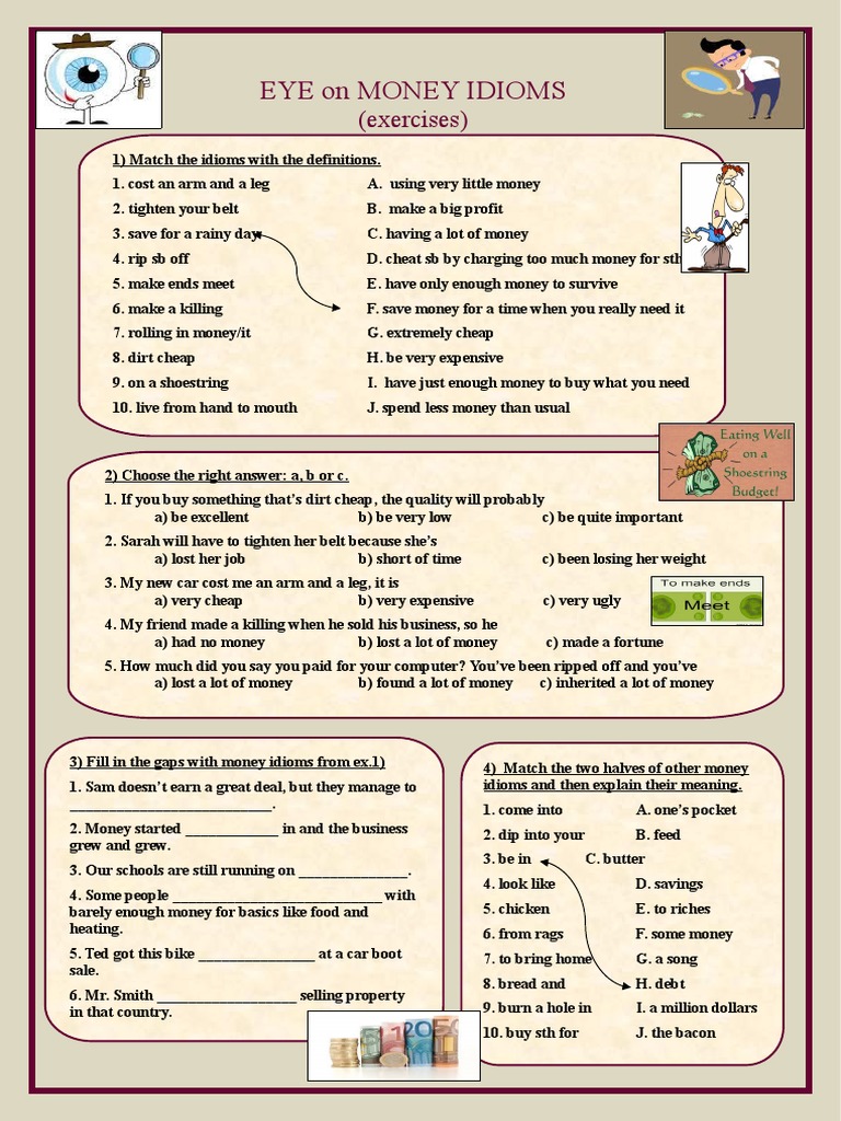 Eye On Money Idioms Conversation Topics Dialogs Warmers Coolers - 82653 | PDF | Economies
