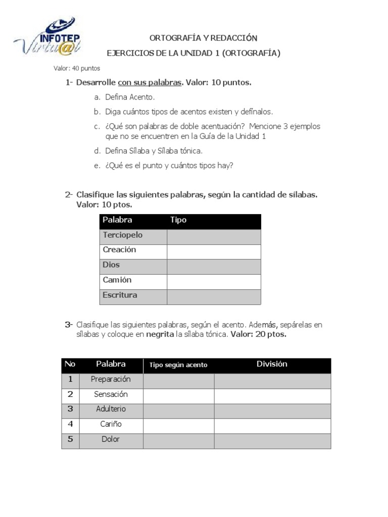 Actividad 1 Ortografía | PDF