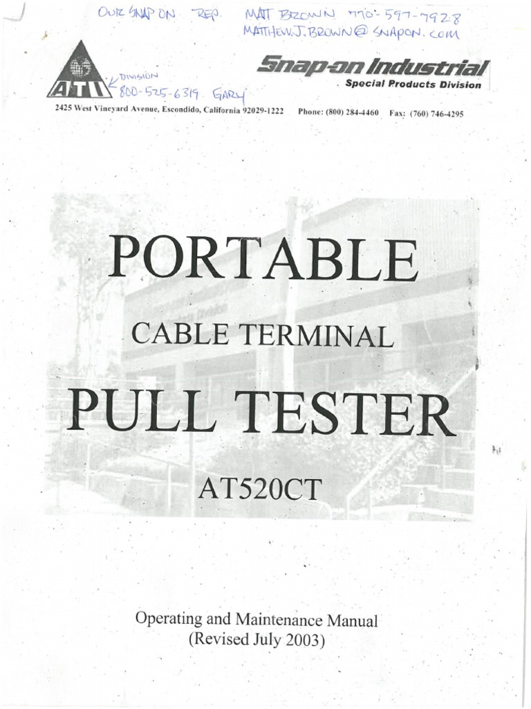 Portable Pull Tester AT520CT - Manual | PDF