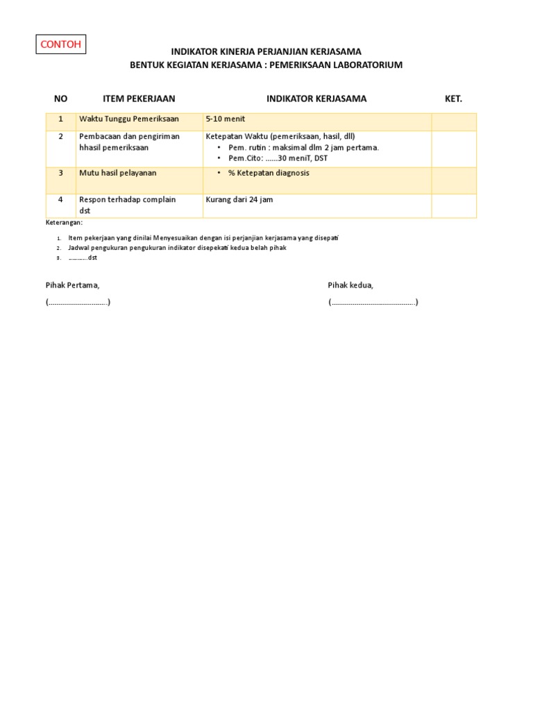 Contoh Indikator Kerjasama | PDF