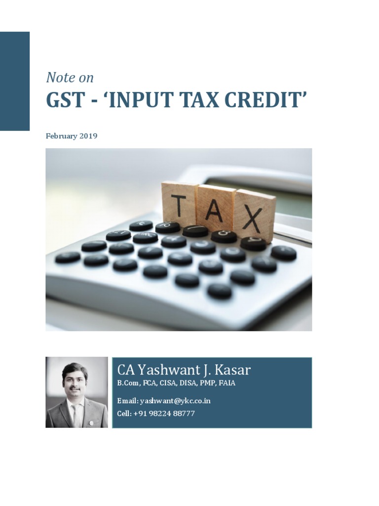 Note On GST Input Tax | PDF | Value Added Tax | Taxes