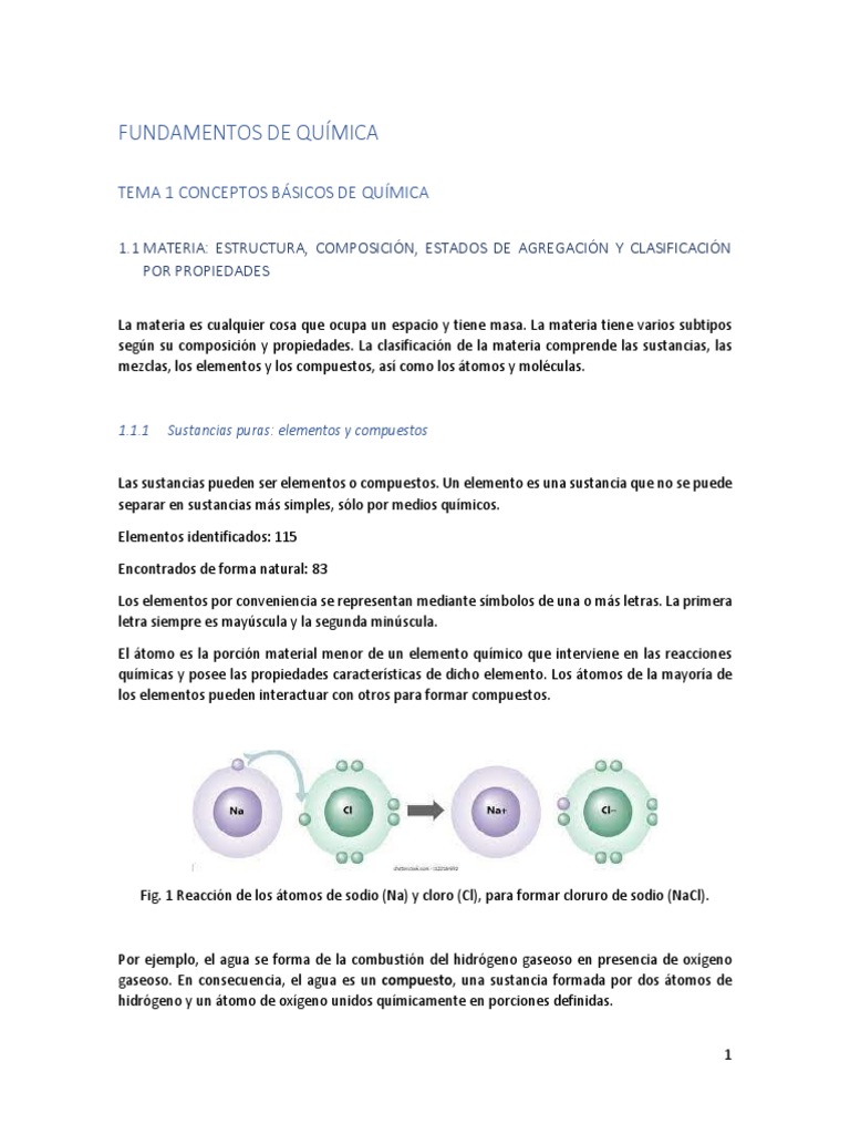 Tema 1 - Conceptos básicos de química | PDF | Líquidos | Compuestos ...