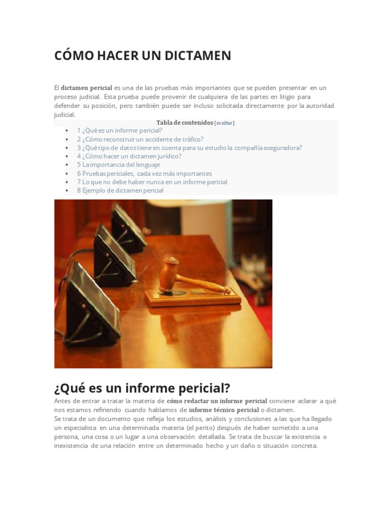 CÓMO HACER UN DICTAMEN | PDF | Testigo experto | Accidente de tráfico