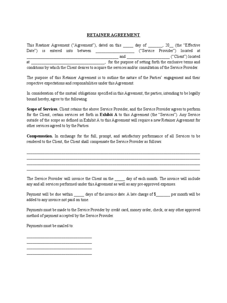 PDF Template Retainer Agreement Template | PDF | Law Of Agency | Employment