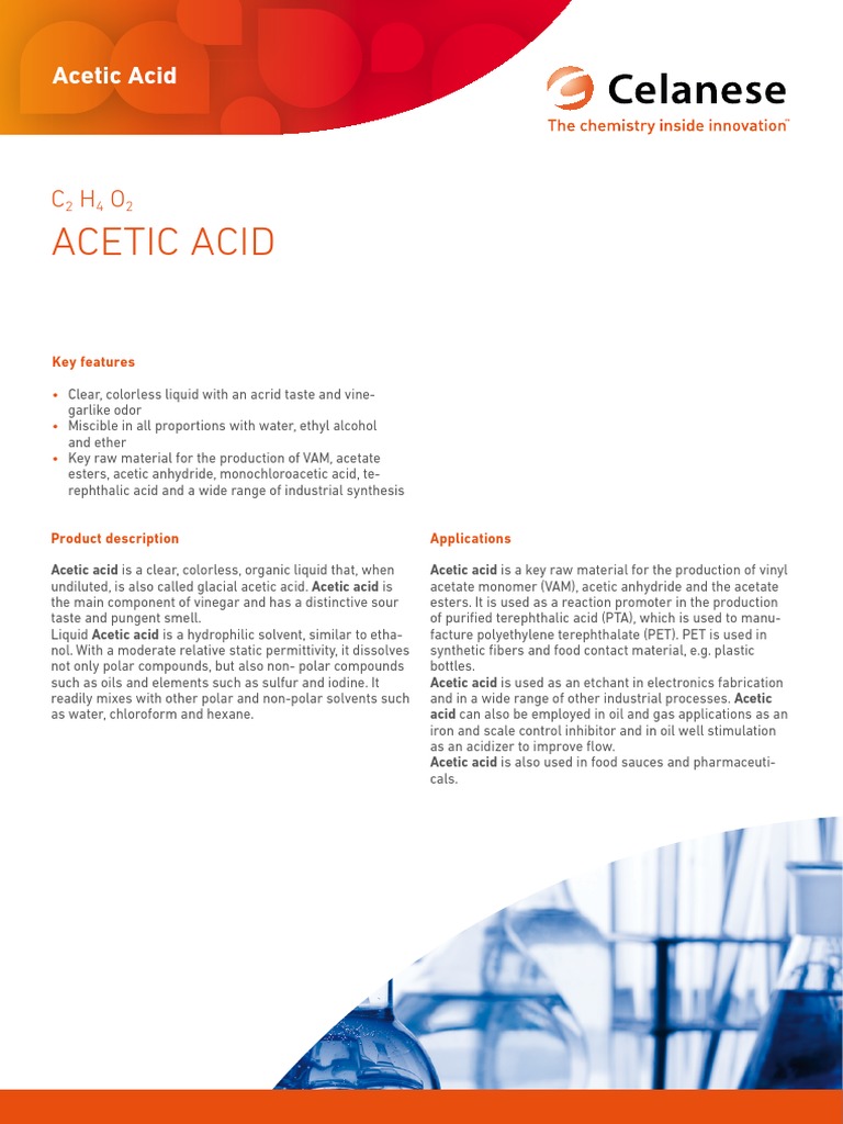 Acetic Acid Brochure | Download Free PDF | Acetic Acid | Ester