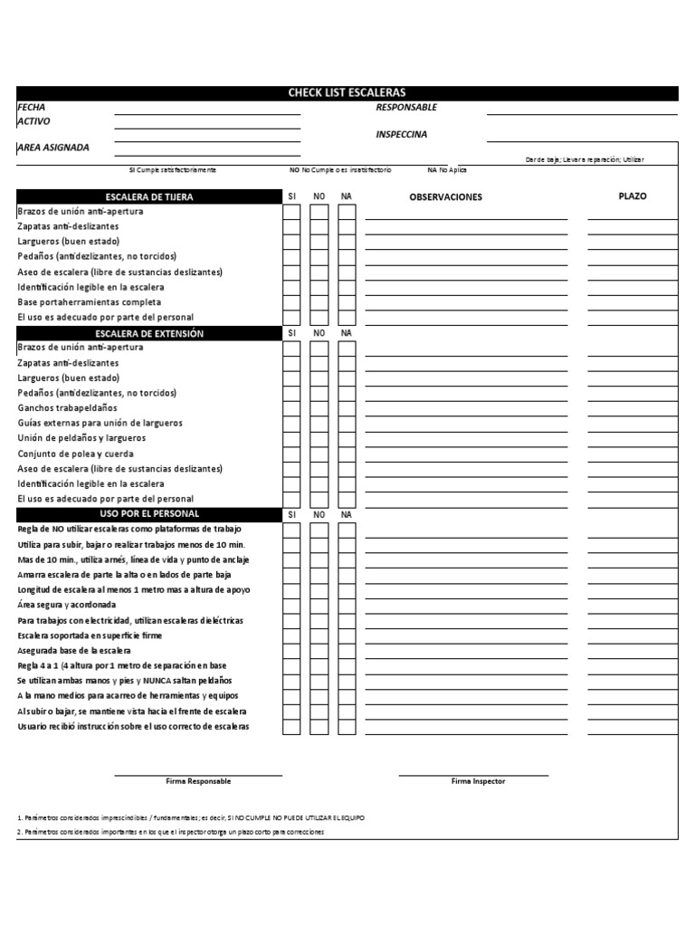 CHECK_LIST_ESCALERAS.xlsx | PDF | Escalera