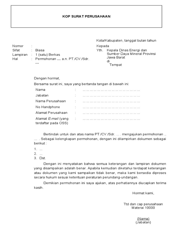 Surat Permohonan Izin | PDF