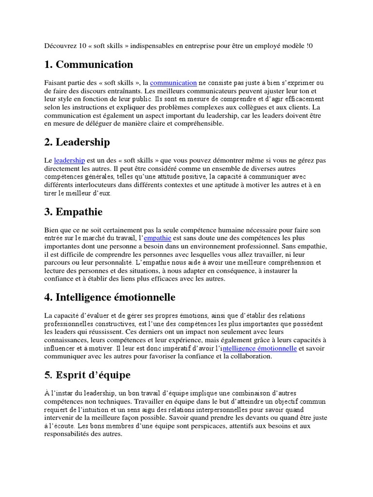 10 Soft Skills Ofppt | PDF | la communication | Intelligence émotionnelle