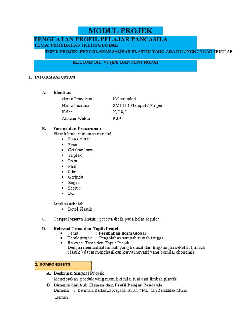 Contoh Modul Projek PPP | PDF