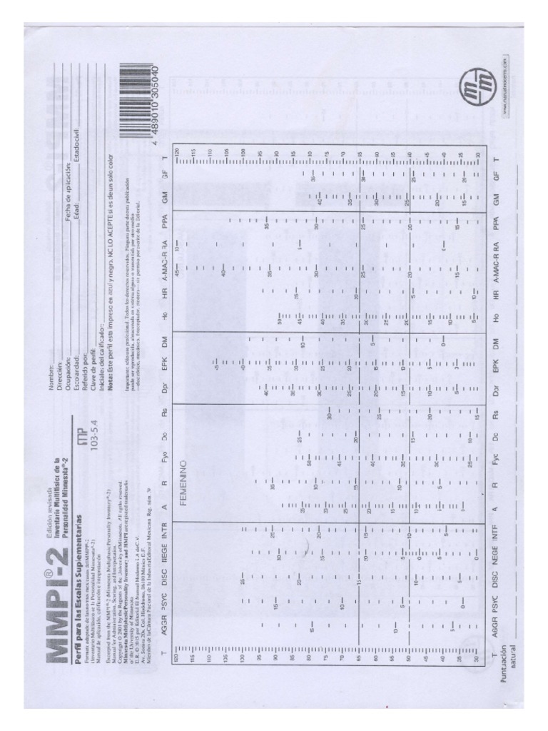 Mmpi 2 Escala Suplementarias | PDF