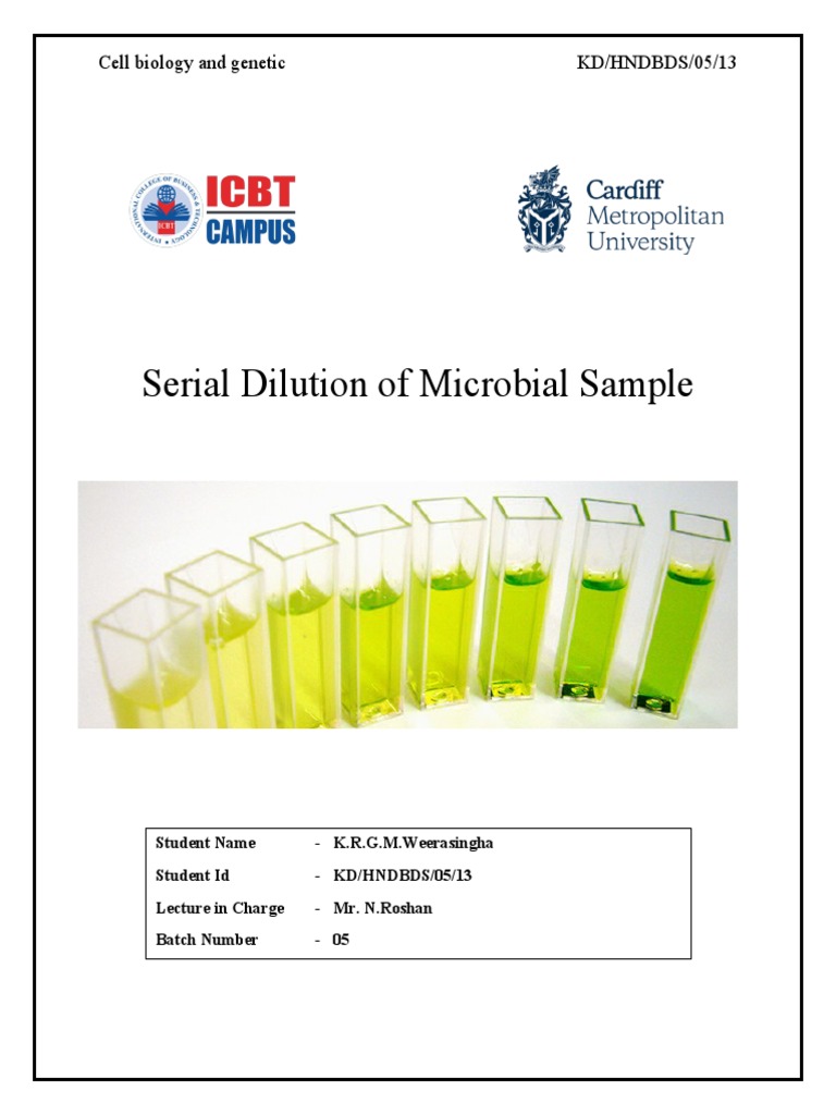 Lab Report 1 SERIAL DILUTION OF MICROBIAL SAMPLE | PDF | Microorganism ...