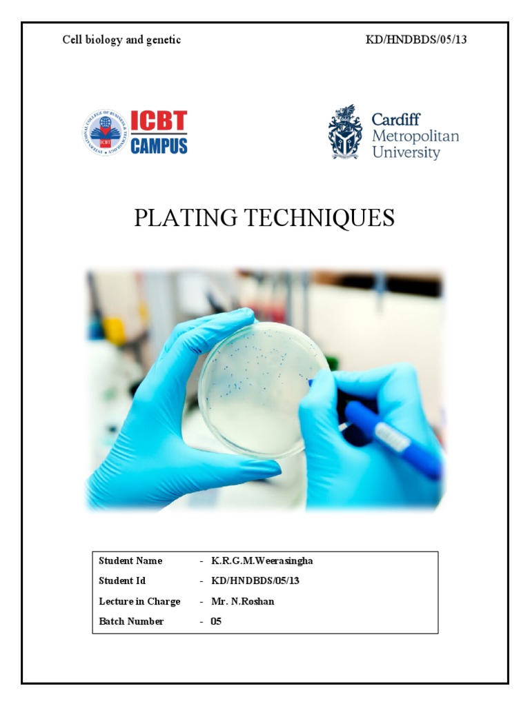 Lab Report 3 PLATING TECHNIQUES | PDF | Colony Forming Unit | Growth Medium
