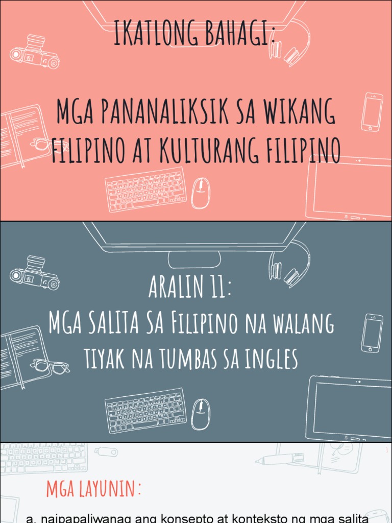 Aralin-11-Mga Salita Sa Filipino Na Walang Tiyak Na Tumbas Sa Ingles | PDF