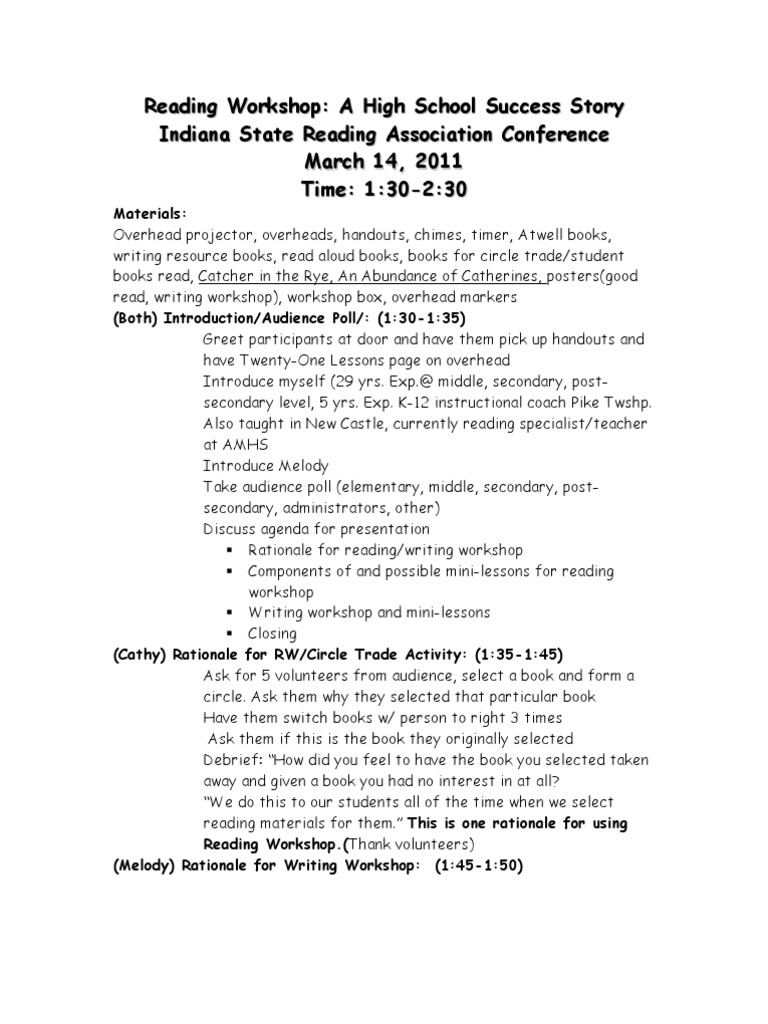 High School Reading Workshop Insights | PDF | Reading (Process) | Learning