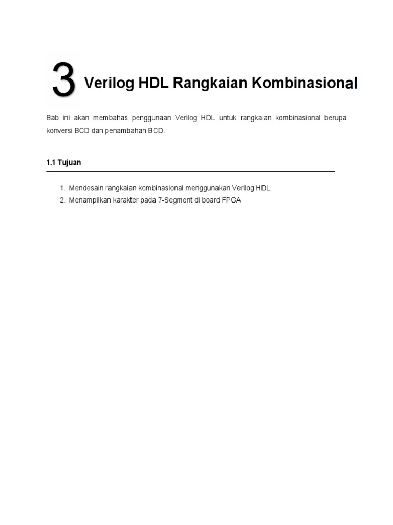 Modul 3. Verilog HDL Rangkaian Kombinasional | PDF