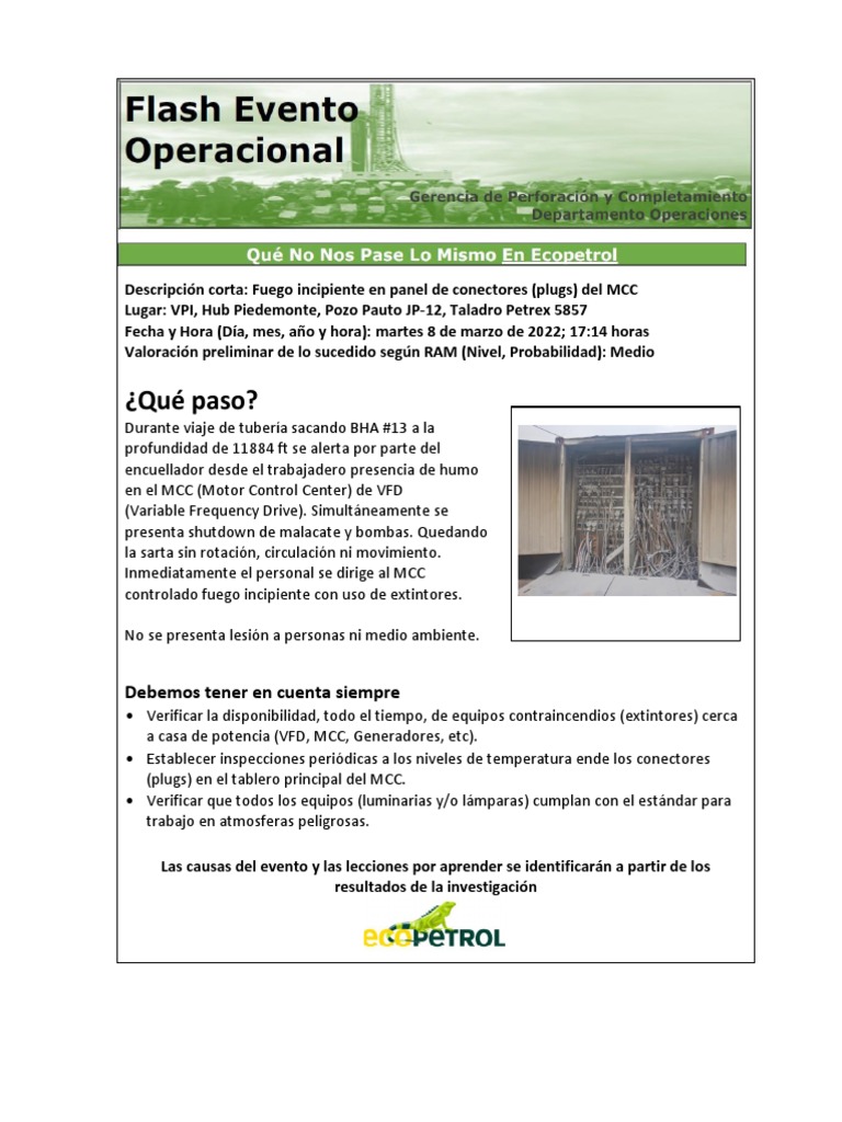 HUB Piedemonte - Pauto J12 - Alerta Operacional - Fuego Incipiente | PDF