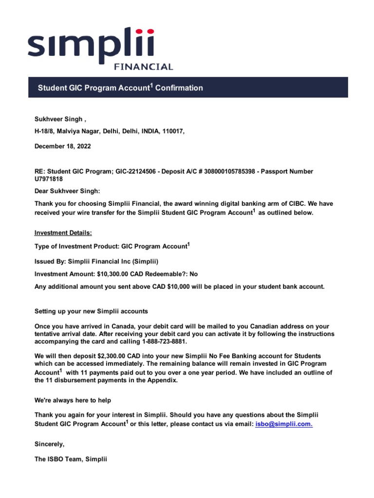 Gic Letter PDF | PDF | Transaction Account | Banks