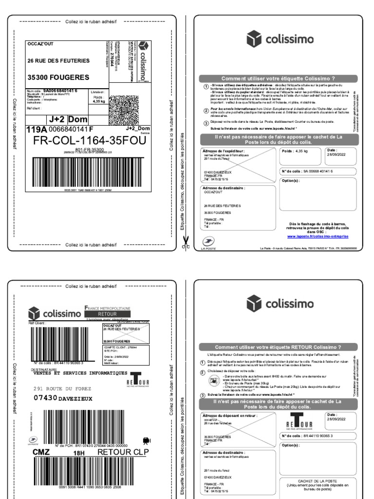 Instructions pour Étiquette Colissimo | PDF | la communication ...