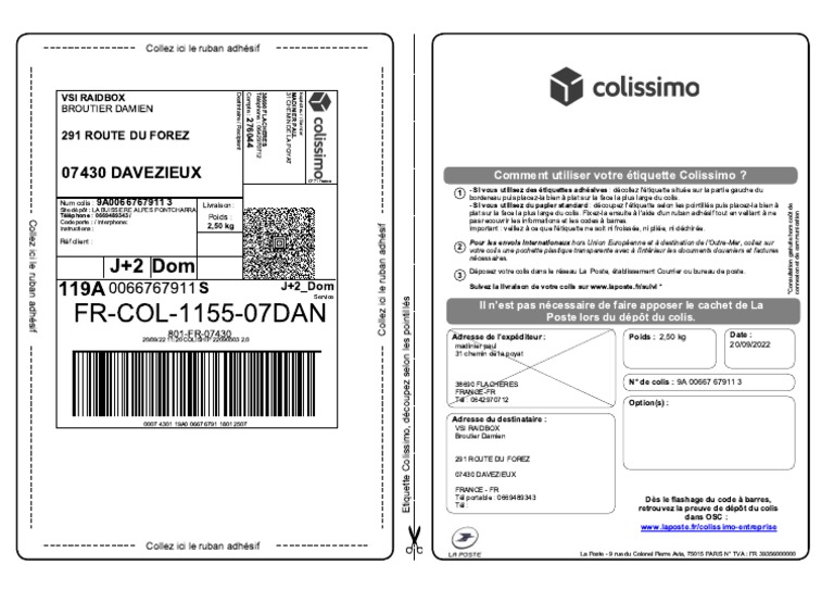 Instructions pour l'envoi Colissimo | PDF | Secteurs du service ...
