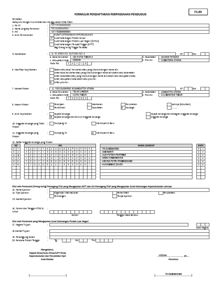 Formulir F1.03 | PDF