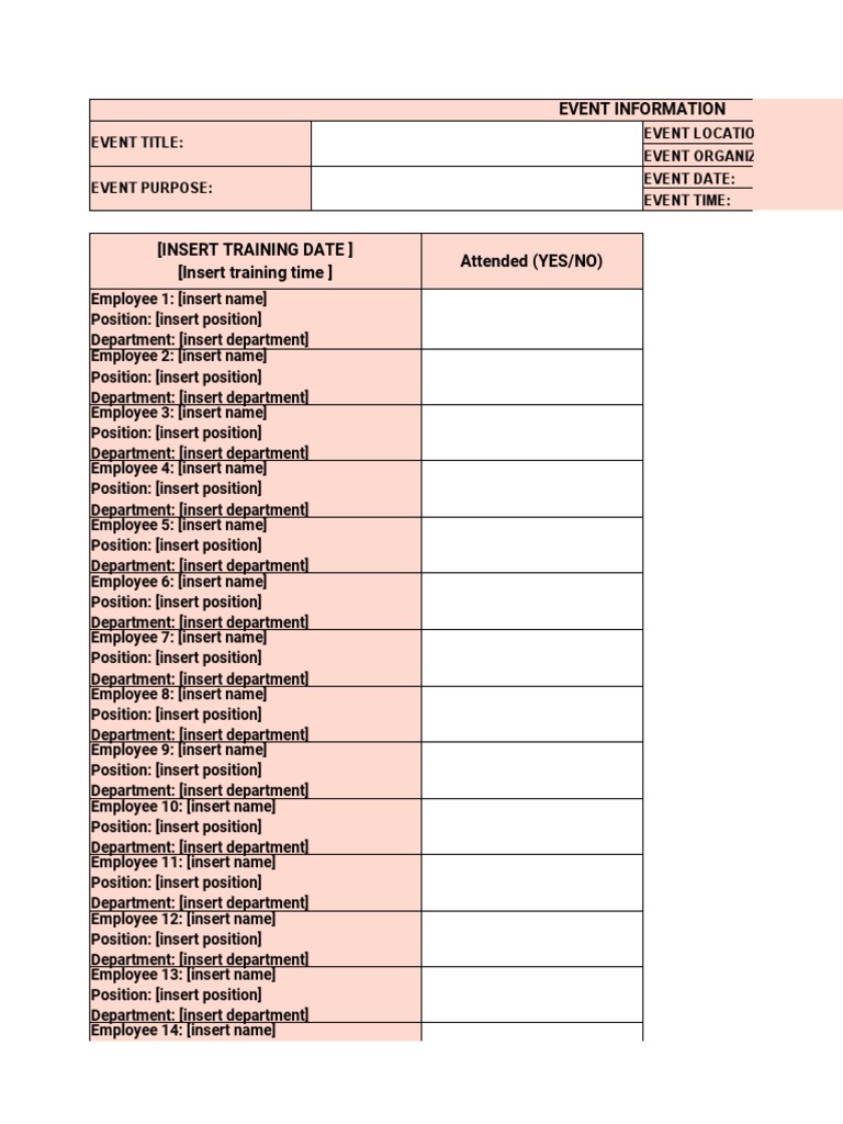 Event Attendance Template | PDF
