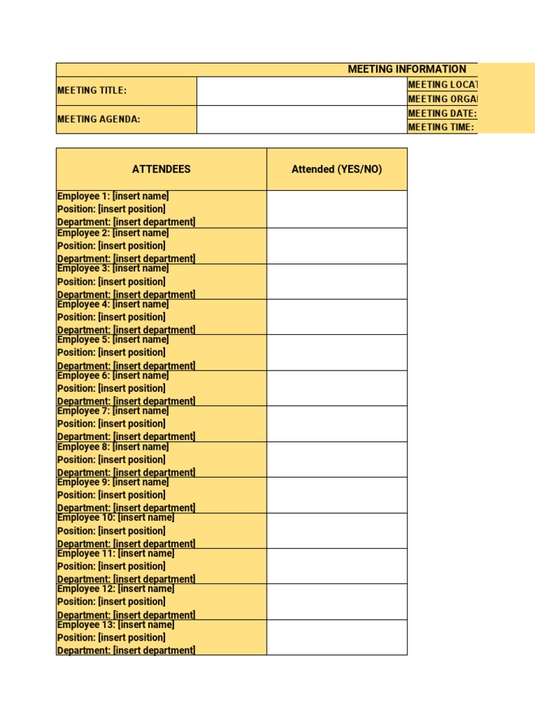 Meeting Attendance Template | PDF