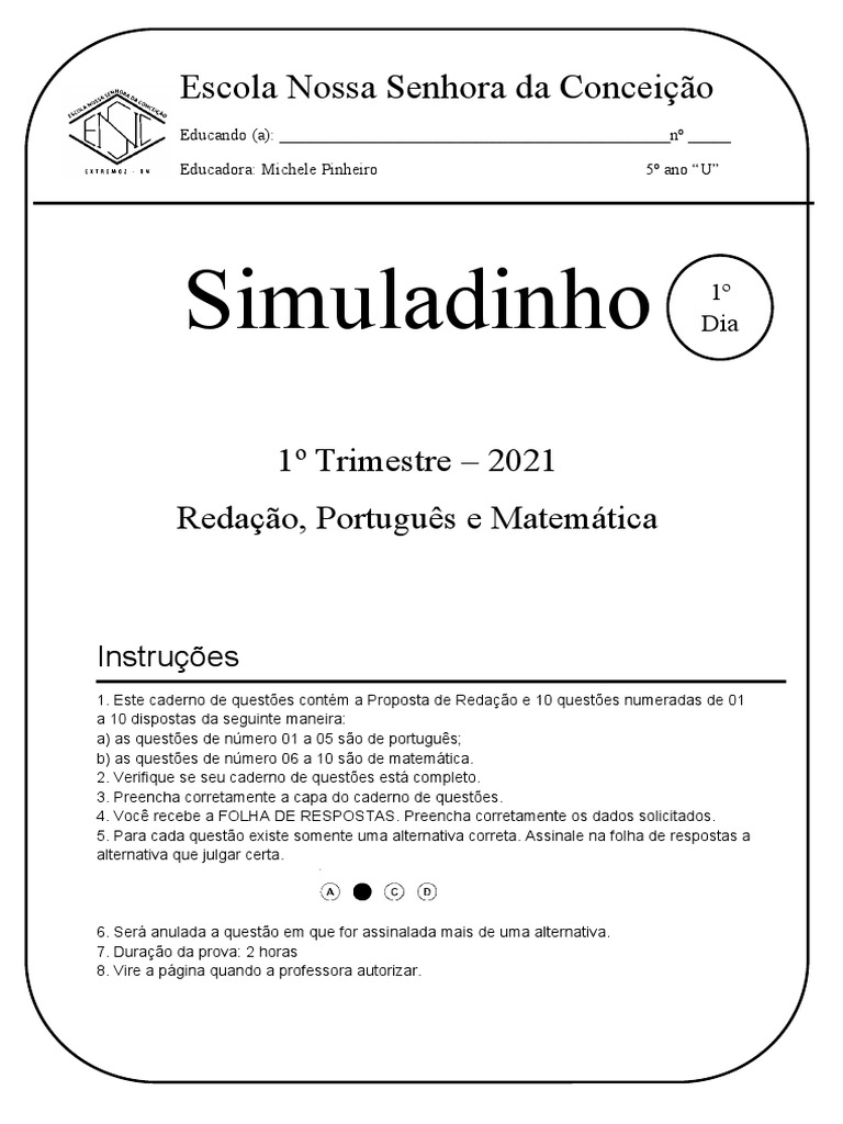 Simulado Port e Mat 2021 | PDF | Linguística