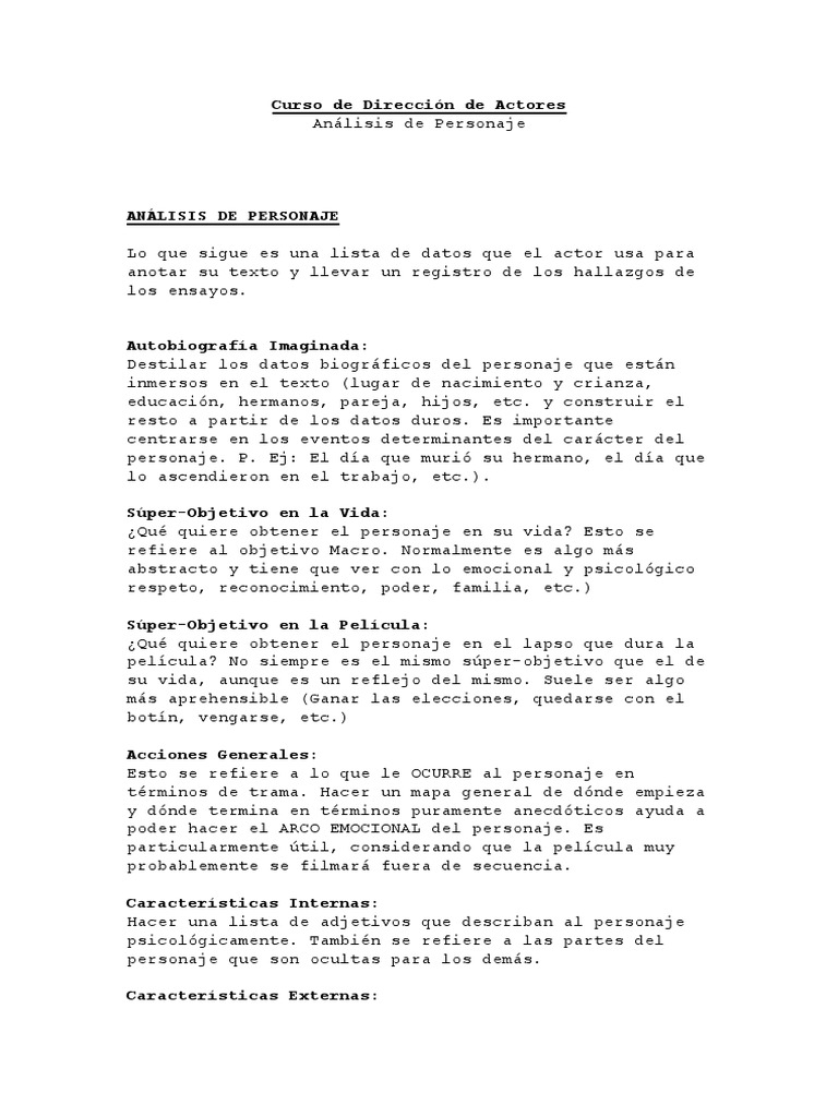 Análisis de Personaje PDF | PDF
